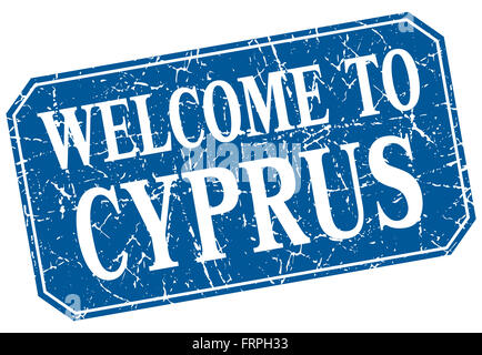 Cyprus blue square grunge vintage isolated stamp Stock Photo - Alamy
