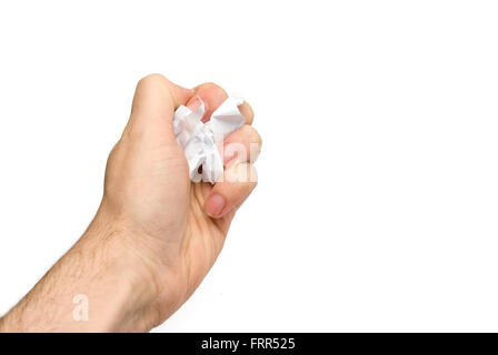 person crumbling paper with hand showing agression Stock Photo - Alamy