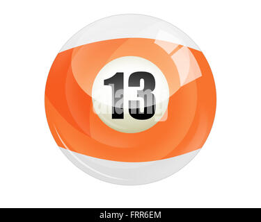 Number thirteen pool ball on a white background Stock Photo - Alamy