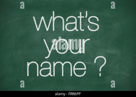 whats your name question handwritten on the school blackboard Stock ...