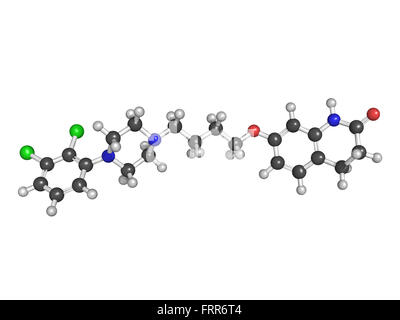 Aripiprazole antipsychotic drug molecule. Chemical formula is ...