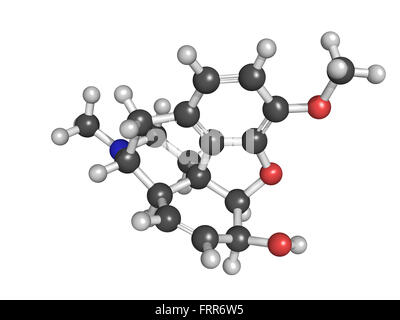 Codeine pain and cough relief drug molecule. Stylized skeletal formula ...
