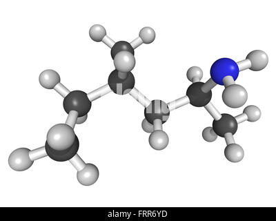 Methylhexanamine (dimethylamylamine, DMAA) stimulant molecule. Skeletal ...