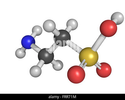 Taurine (2-aminoethanesulfonic acid) molecule. Common ingredient of ...