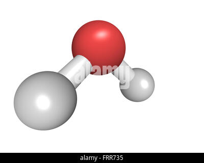 Water molecule. Computer model of a molecule of water. Atoms are colour ...