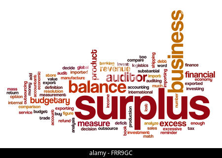 Surplus word cloud concept Stock Photo - Alamy