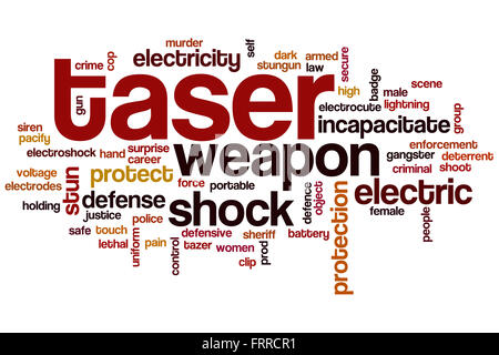 Taser word cloud concept with shock protection related tags Stock Photo ...