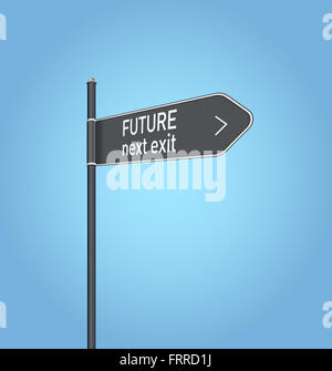Opportunity next exit, dark grey road sign concept on blue background ...