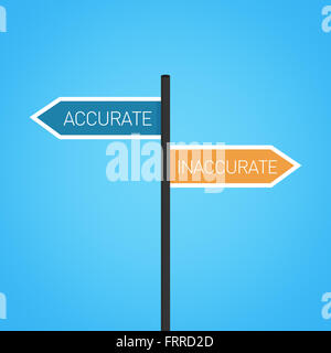 Accurate vs inaccurate choice road sign concept, flat design Stock ...