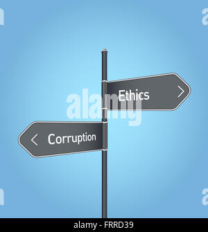 Ethics vs corruption choice road sign concept, flat design Stock Photo ...