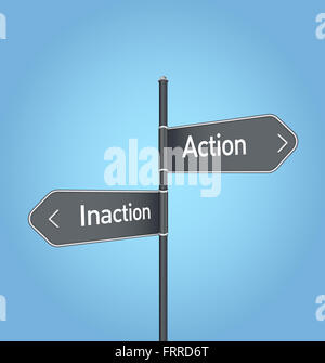 Action vs inaction choice road sign concept, flat design Stock Photo ...