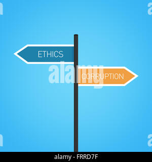 Ethics vs corruption choice road sign concept, flat design Stock Photo ...