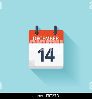 December 14. Vector flat daily calendar icon. Date and time, day, month ...