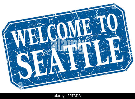 welcome to Seattle blue grunge square stamp Stock Photo - Alamy