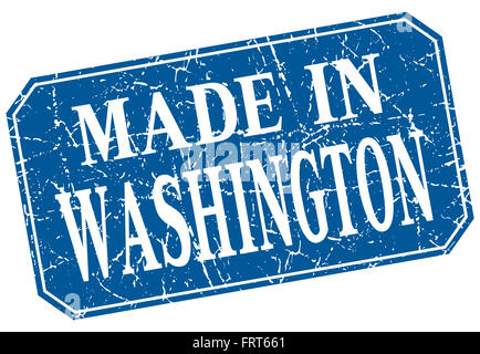 Washington blue square grunge stamp on white Stock Photo - Alamy