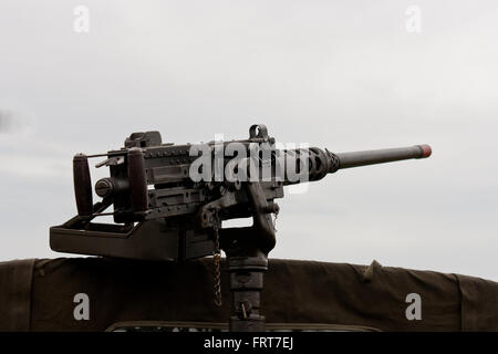 A mounted machine gun on display at Scarborough Armed Forces Day Stock ...