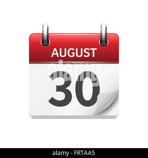 August 30. Vector flat daily calendar icon. Date and time, day, month ...