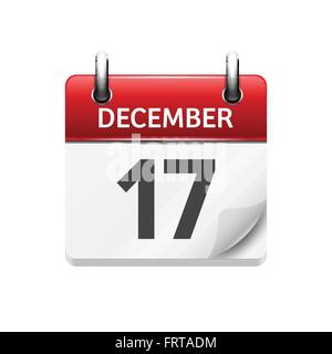 December 17. Vector flat daily calendar icon. Date and time, day, month ...