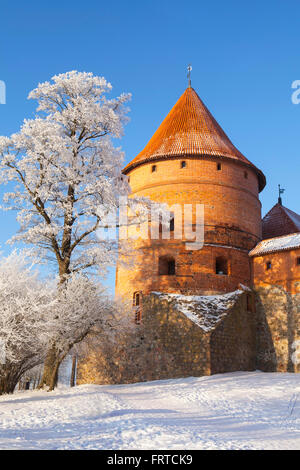 Trakai castle in winter with snow Stock Photo - Alamy
