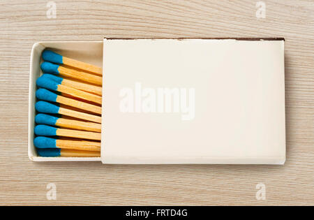 Blank box of blue matches in it Stock Photo - Alamy