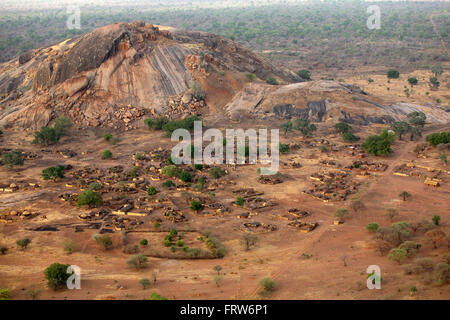 Chad, Zakouma National Park, Aerial view of herd of African buffalo, on ...