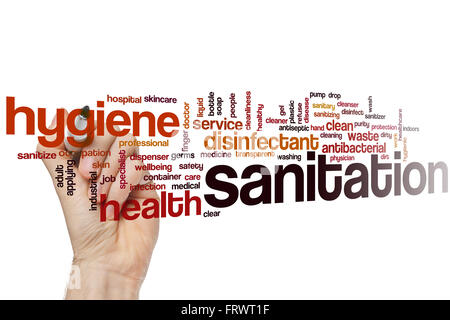 Sanitation word cloud concept Stock Photo - Alamy