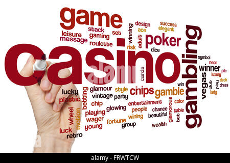 Casino word cloud concept with gambling luck related tags Stock Photo ...