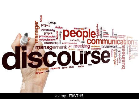 Discourse word cloud concept with communication talk related tags Stock ...