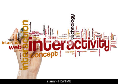 Interactivity word cloud concept with abstract background Stock Photo ...