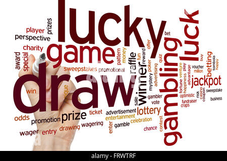 Lucky draw word cloud concept with abstract background Stock Photo - Alamy