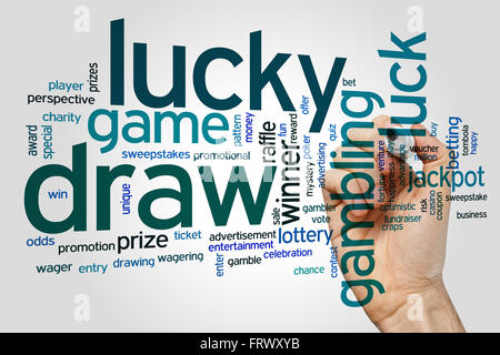 Lucky draw word cloud concept with abstract background Stock Photo - Alamy