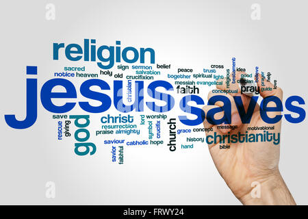 Jesus saves word cloud concept Stock Photo - Alamy