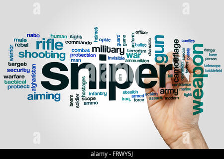 Sniper word cloud concept with rifle shooting related tags Stock Photo ...