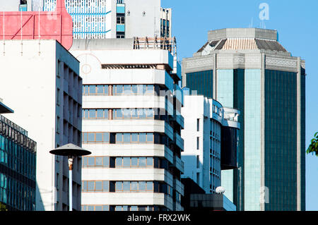 Zimbabwe, Harare, Samora Machel Avenue in downtown, the stone-carved ...