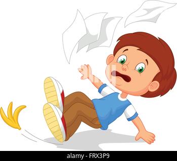 Cartoon little boy fell with banana peel Stock Vector Image & Art - Alamy