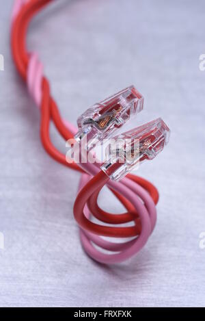 Closeup of a electric cables on metalic grey background Stock Photo - Alamy