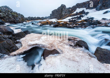Waterfall, Oxararfoss, Thingvellir Nationalpark, Iceland Stock Photo ...