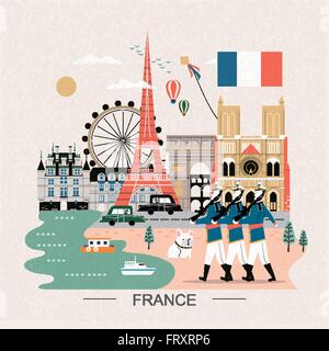 lovely France travel poster with famous attractions Stock Vector Image ...