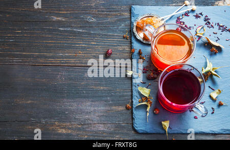 Red tea with hibiscus,linden and rosehip, brown sugar rock candies and ...