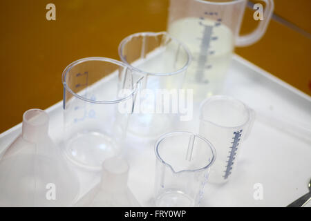 Color image of some plastic recipients in a chemistry lab Stock Photo ...