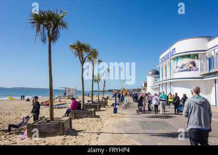 Bournemouth Promenade, West Beach, Palm Trees and Pier, Dorset, England ...