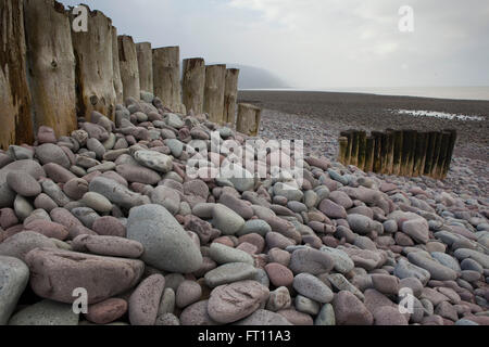 Old Wooden Groynes near Minehead Harbour at the Start of the South West ...