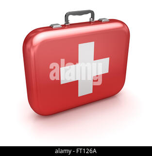 3d render of first aid kit with heart shape isoalted on white ...