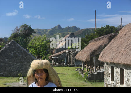 Philippines. Batanes, Ivatan people, Old woman wearing traditional ...