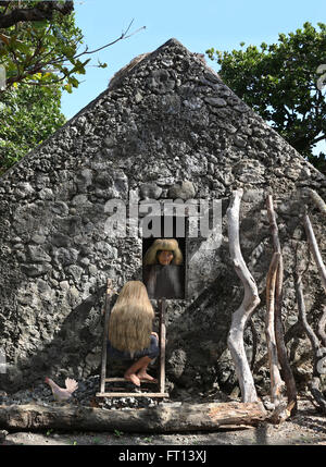 Philippines. Batanes, Ivatan people, Old woman wearing traditional ...