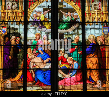 Stained Glass window - 'Lamentation Of Christ' Stock Photo - Alamy