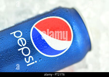 Pepsi drink in can on ice isolated on white background Stock Photo - Alamy