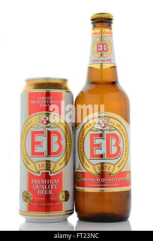 EB premium quality beer isolated on white background Stock Photo - Alamy