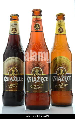 Various Ksiazece beer isolated on white background Stock Photo - Alamy