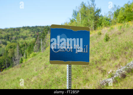The Cabot Trail Sign, Cape Breton Island Stock Photo - Alamy